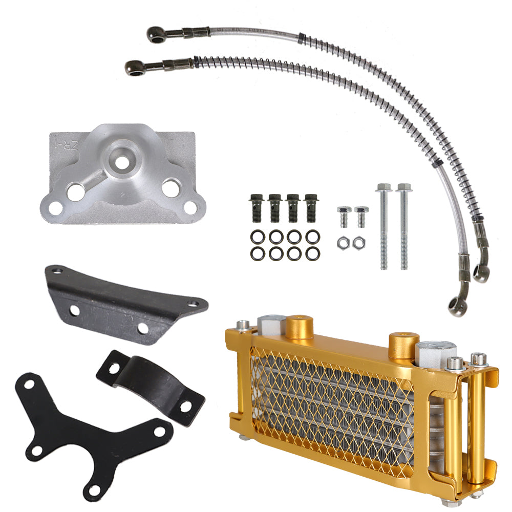 Labwork Universal Motorcycle Oil Cooler Cooling Radiator Gold For 125 ...